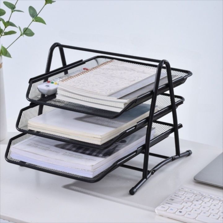 Stable Base Metal Three-layer File Rack Drawer Style Wire Mesh Desktop ...