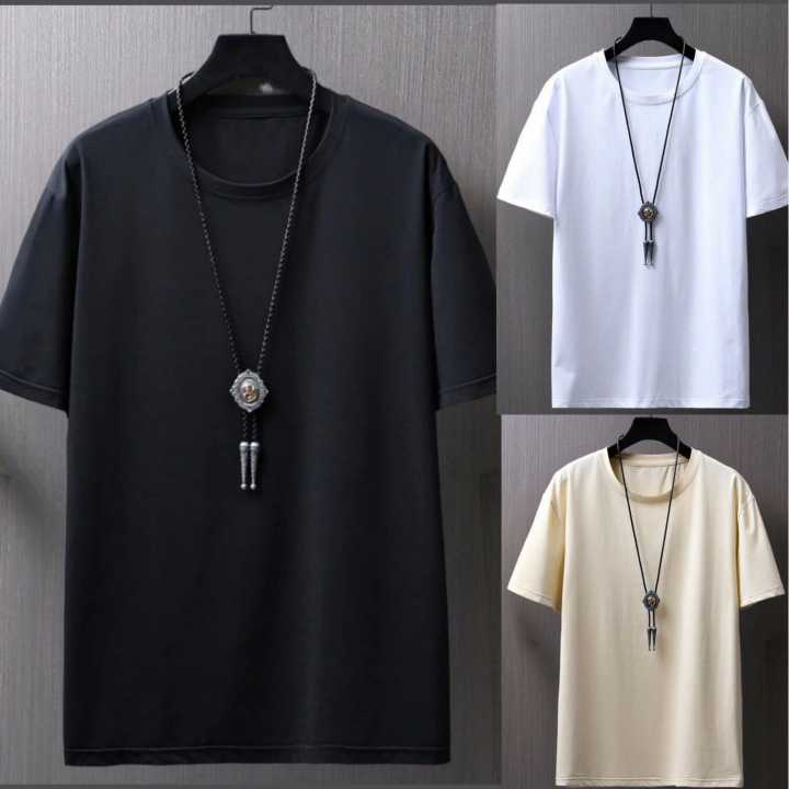 Men 3pcs Round Neck Solid Summer T-shirts | Daraz.com.np