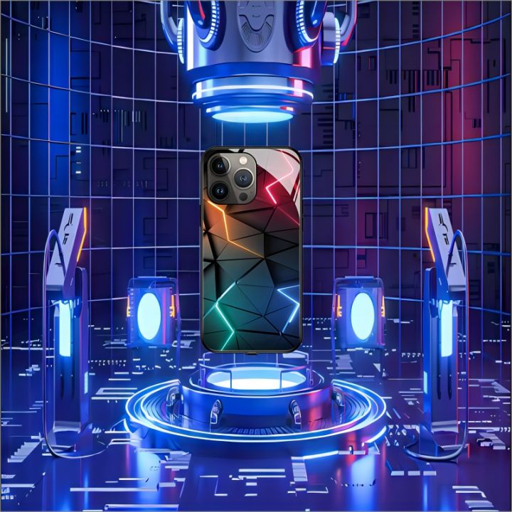 Cyberpunk Style Smart Phone Case Luminous LED Flash For Samsung S23 S22 ...