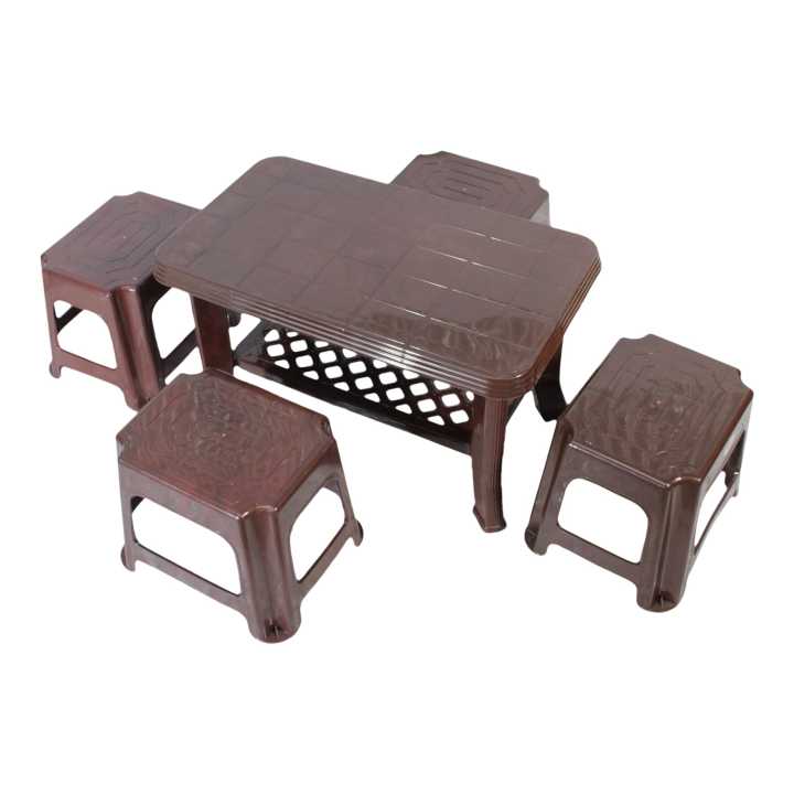 Bagmati Moulding Rectangular Tea/Coffee Table & Super Mini Stool Set (4 ...