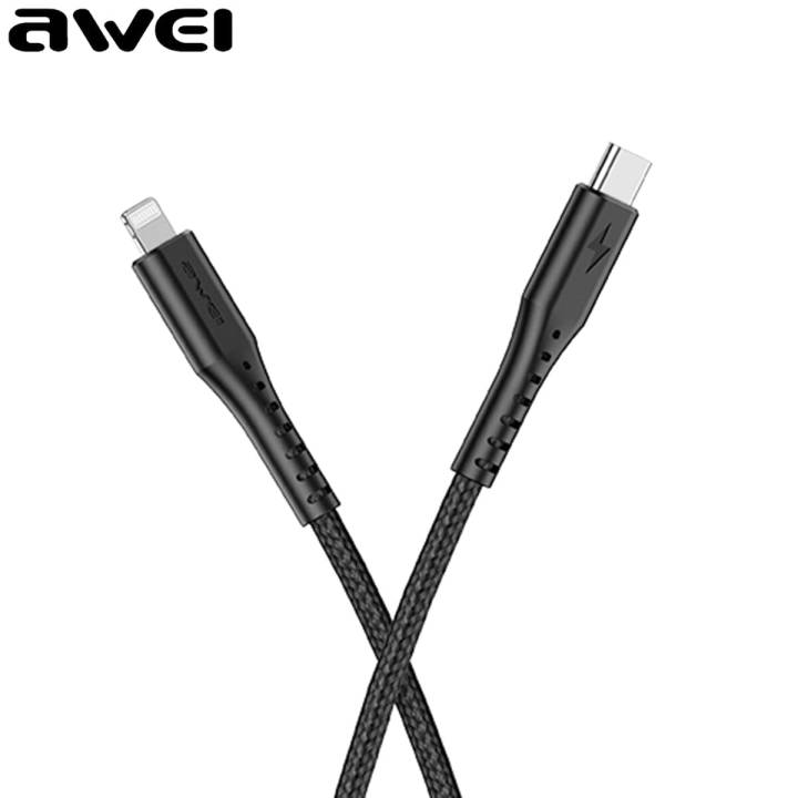 Awei CL-78 PD 3.0 18W Quick Charging Cable Type-C to Lightning For Fast ...