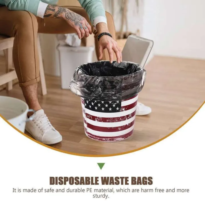 Black Garbage Bags 5 Rolls Kitchen Small Bathroom Trash Disposable PE ...