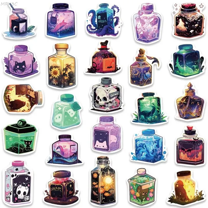 MRK3C 50pcs Cute Cartoon Magic Potion Graffiti Stickers For Laptop ...