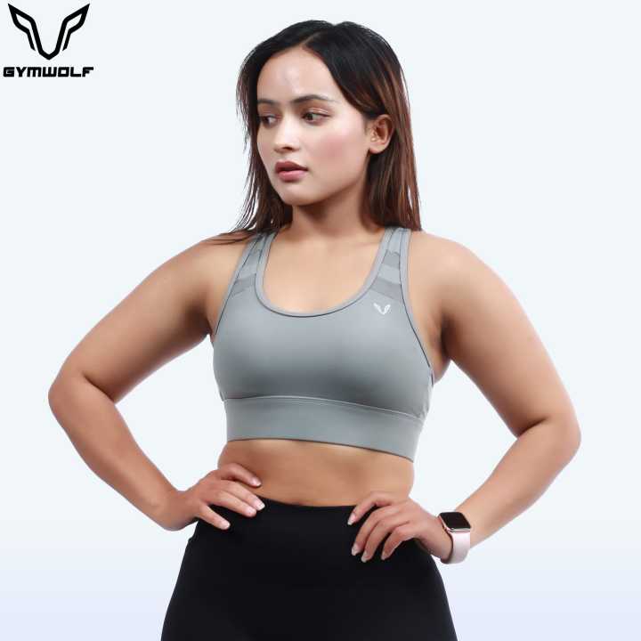 GW High Sport Cut Out Back Sports Bra ( Grey) | Daraz.com.np