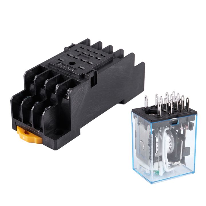 MY4NJ DC 24V Coil Power Relay DIN Rail Mounted 14 Pin 4PDT w Socket | Daraz.com.np
