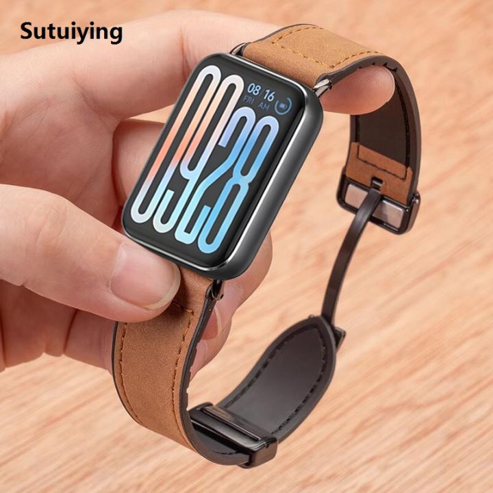 Sutuiying Magnetic Silicone+Leather Strap For Xiaomi Mi Band 9 Pro ...