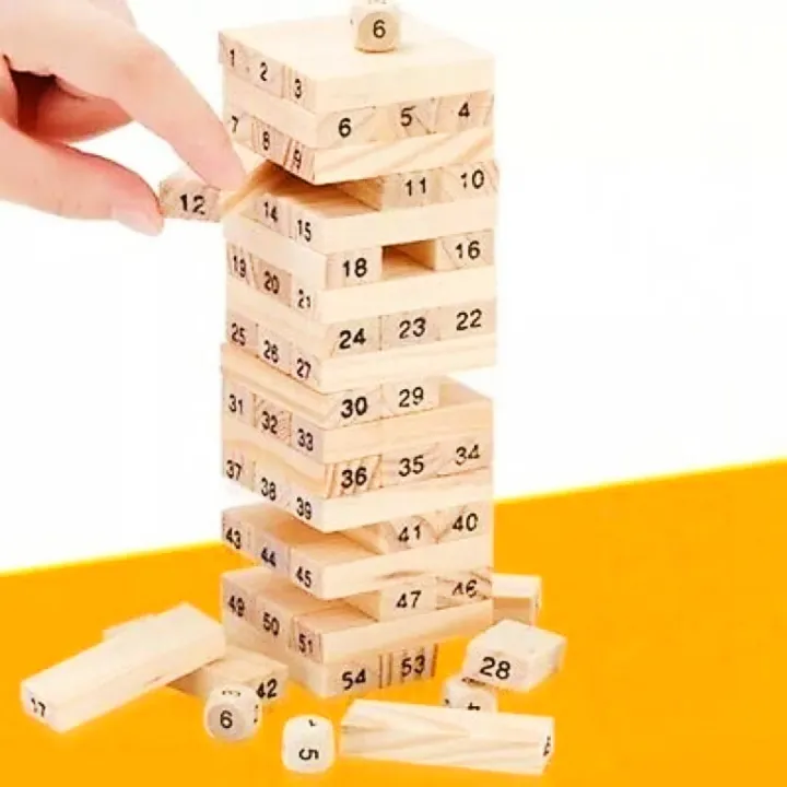 Wooden Blocks 54 Pieces with 1Dice For Kids | Daraz.com.np