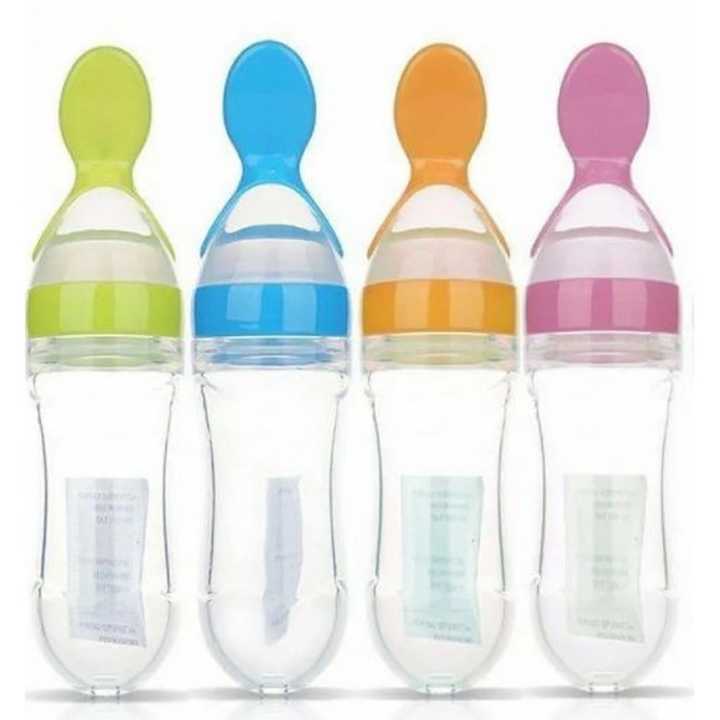 Mumlove Baby Silicone Squeeze Feeding Bottle With Spoon Food Rice ...