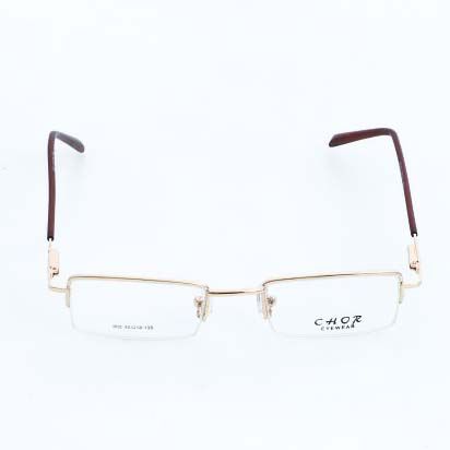 Half Rim Metal Rectangle Shape Eyeglass Prescription Frame in Golden ...