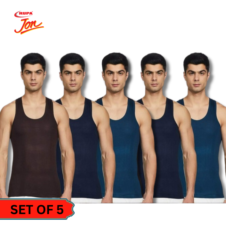 Rupa Jon RN Vest For Men (Pack Of 5) - Fashion | Innerwear For Men ...