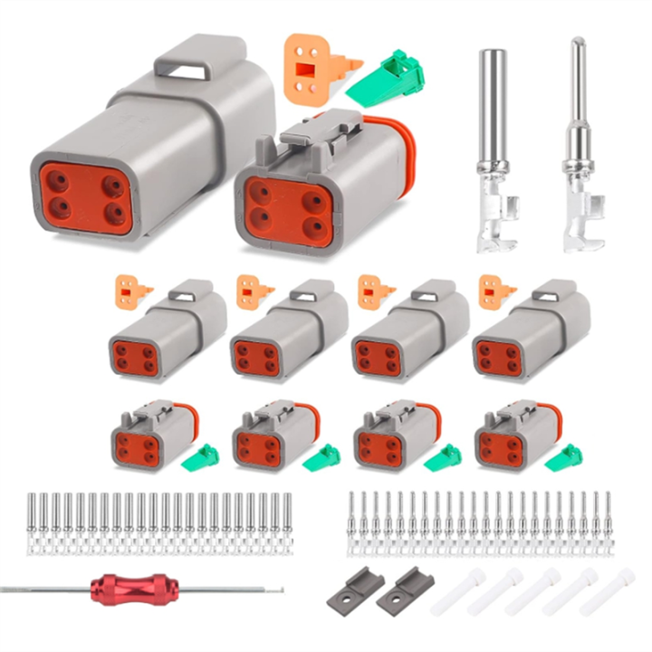 5 Set 4 Pin DT Connector Kit, Waterproof DT Connector, Size 16 Stamped ...