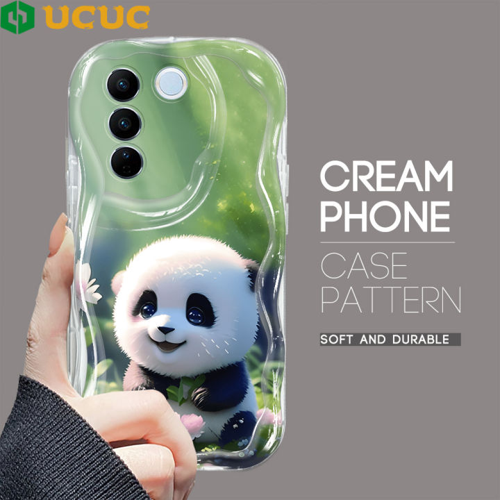 UCUC for Vivo V27 V27 Pro Back Cover Cute Small Panda Cream Texture ...