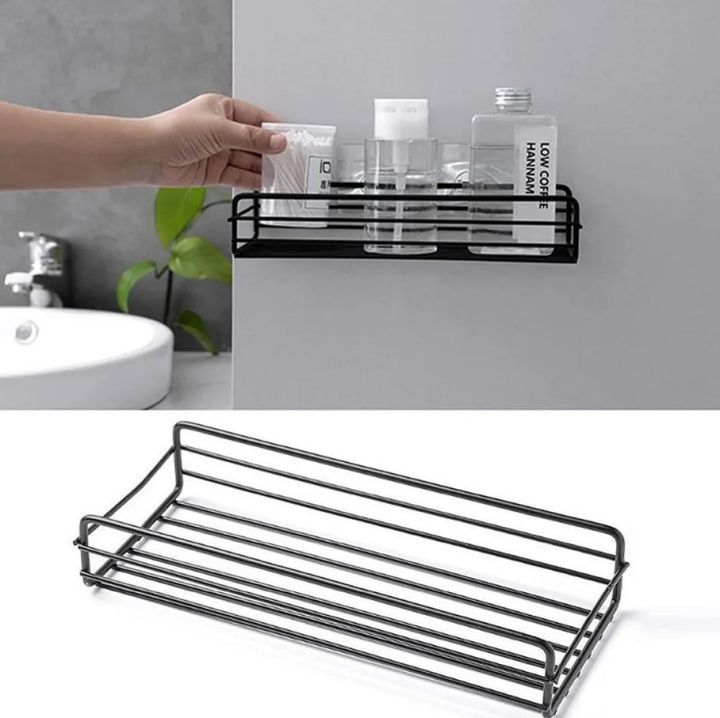 Rectangular Adhesive Metal Bathroom Rack, Bathroom Storage, Stainless ...