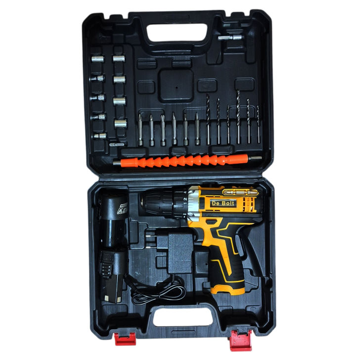De Bolt 12V Cordless Drill Machine Set with 2 Li-ion Batteries, Charger ...