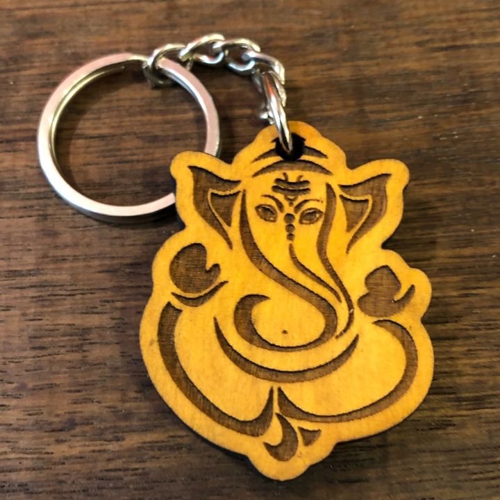 Ganesh - God - All Natural Nepali/Nepalese Wood/Wooden Keyring/Keychain ...