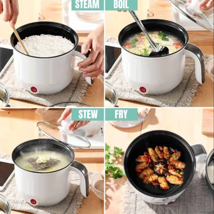 Portable Electric Nonstick Hot Pot | Multi-functional Cooker | Rice | Fry and Boil Vegetable ...