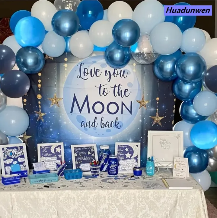 Huadunwen 50pcs Blue Latex Balloons - Deep Sky Metallic Blue Mix for ...