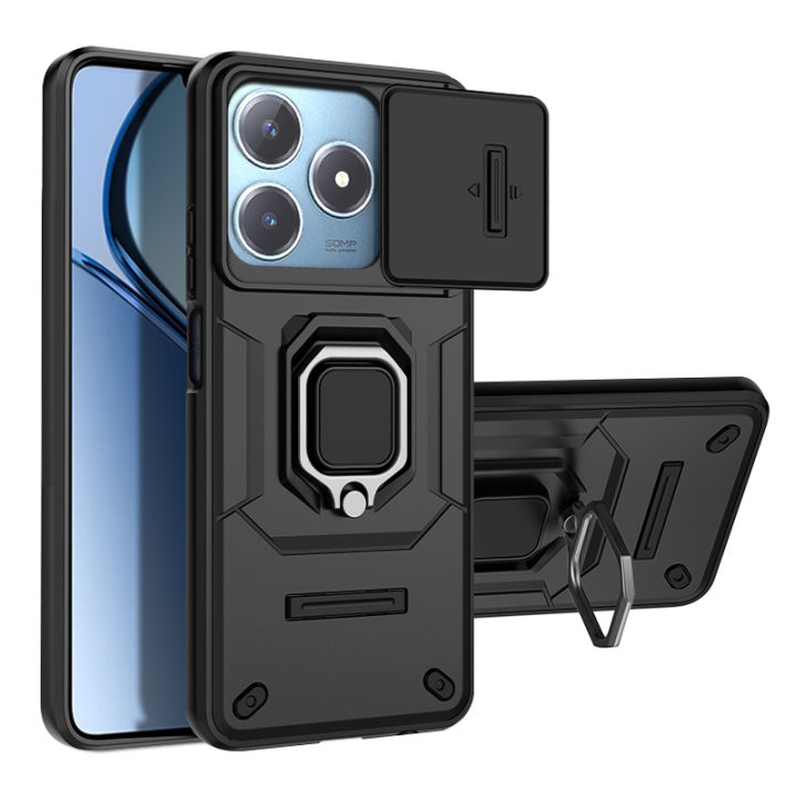 Vantime Case for Realme C63 / C61 4G Rugged Impact-resistant Sliding Cover Hard Stand Back ...