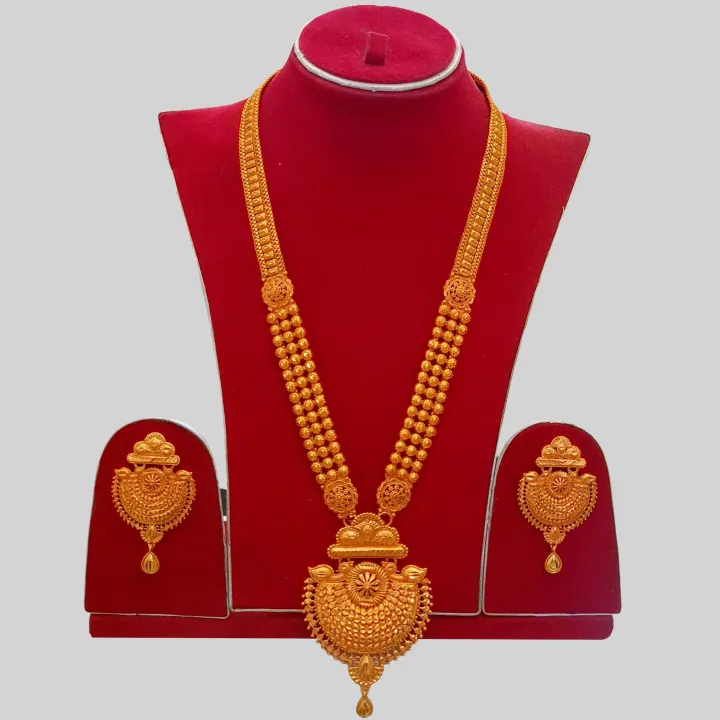Gold Plated Long Rani Haar With Earring | Bridal Rani Haar Flexible ...