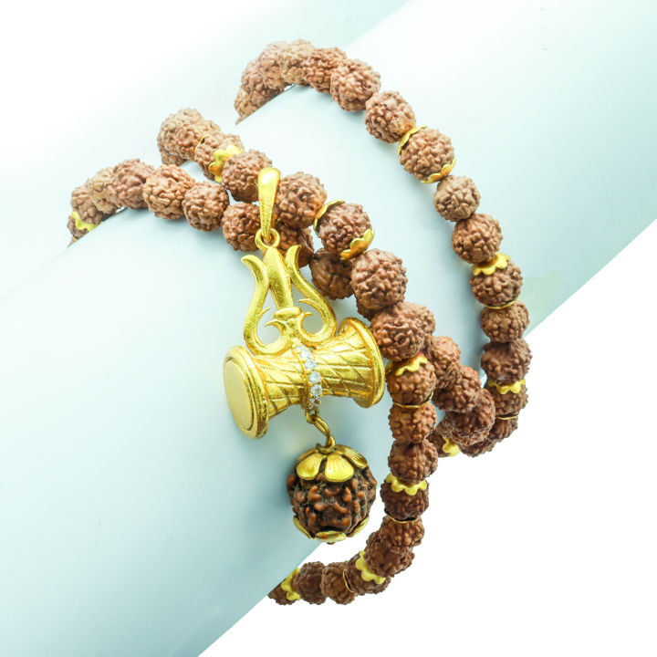 Gold Plated Mahadev Damaru Locket With Rudrakchhya Mala | Daraz.com.np