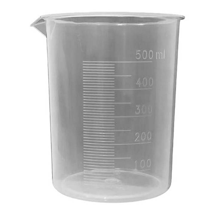 Plastic Graduated Liquid Measuring Cup Beaker 500mL Clear White- 1 ...