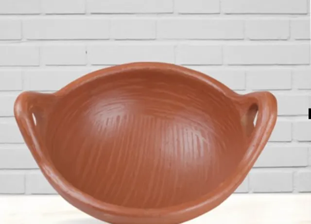 CLAY NEPAL Kadai / Karai For Cooking And Serving 2.5 Litres Medium Size ...