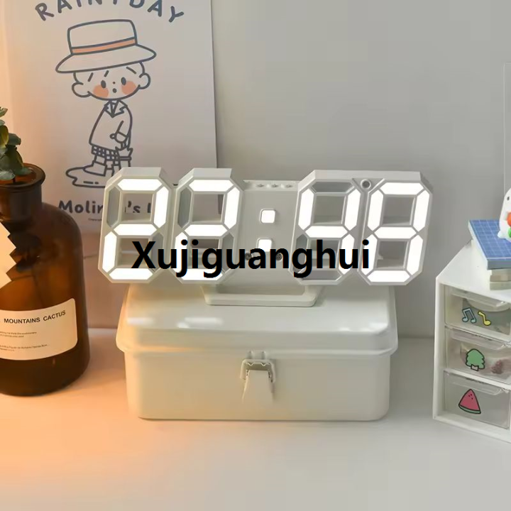 Xujiguanghui 3D LED Digital Alarm Clock Three dimensional Wall Clock ...