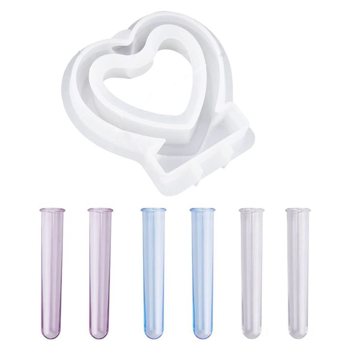 Heart Shaped Epoxy Resin Molds with 6 Test Tubes for Hydroponic | Daraz ...