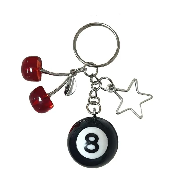 Red 8 Ball Keychain Stylish 0.98in Cherry Billiard Keychain Creative ...