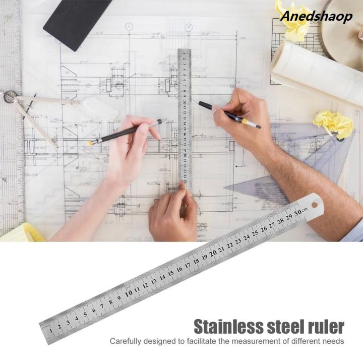 Anedshaop Metal Scale Stainless Steel Straight Ruler 150-500MM ...