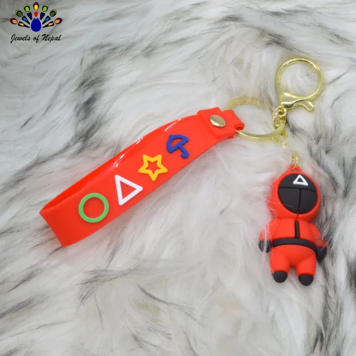 Jewels of Nepal Squid Game Series Designed Small Key Chain with Strap ...