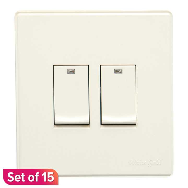 White Gold 2 Gang Switch Set of 15 | Daraz.com.np