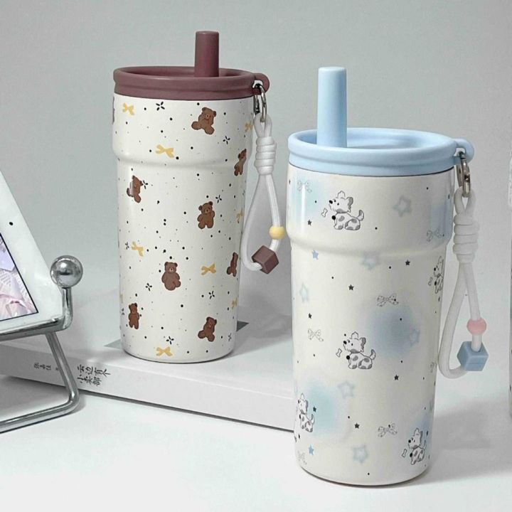 Portable 500 Vacuum Cup Double Drink Large Capacity Straw Vacuum Cup ...