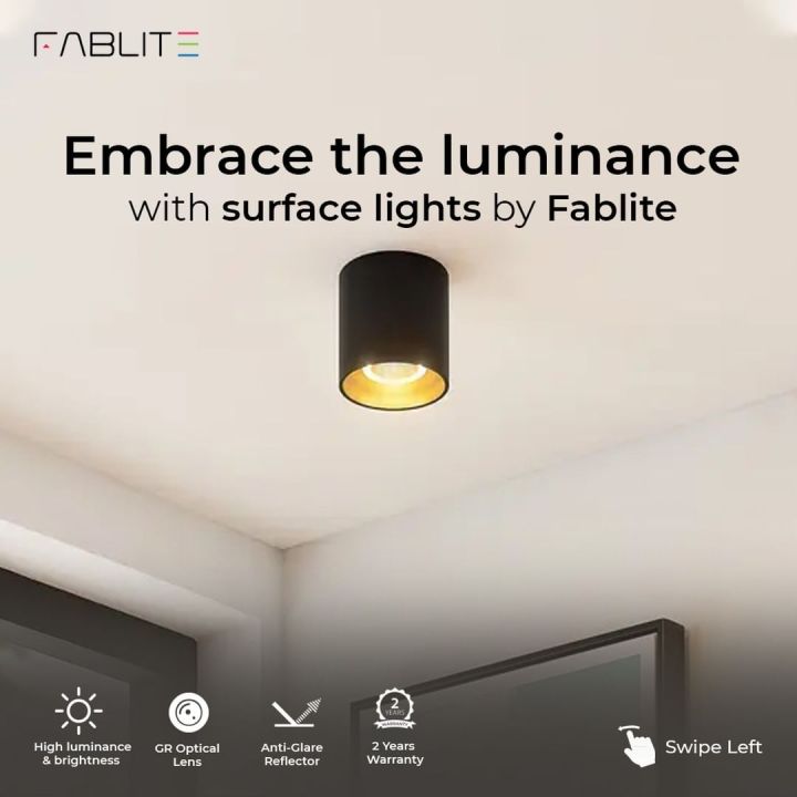 Round 12 Watts COB Surface Light, Warm White, Black Body | Daraz.com.np