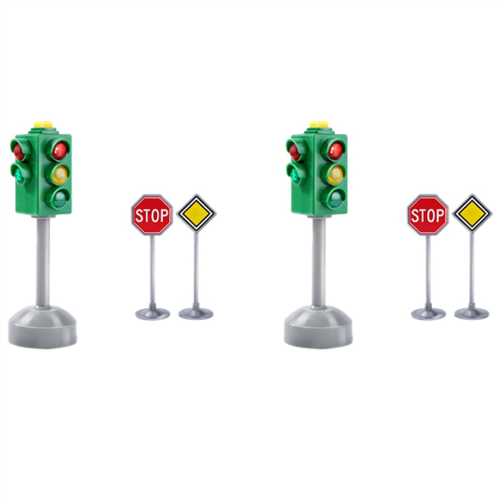 2X Mini Traffic Signs Road Light Block with Sound LED Children Safety ...