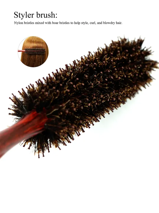 Tools: Combing Tools, Bristle Round Brushes, Anti-Static Wood Round ...
