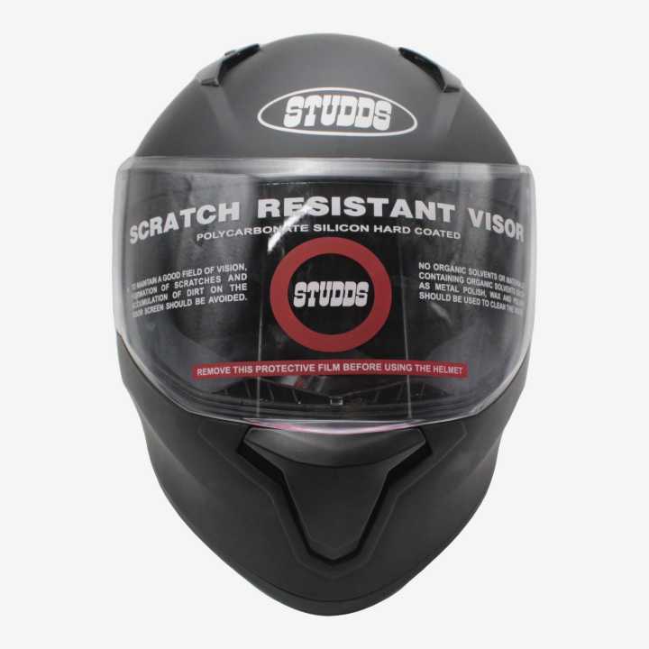 Studds Thunder Plain Matte Black Single Visor Full Face Helmet | Daraz ...