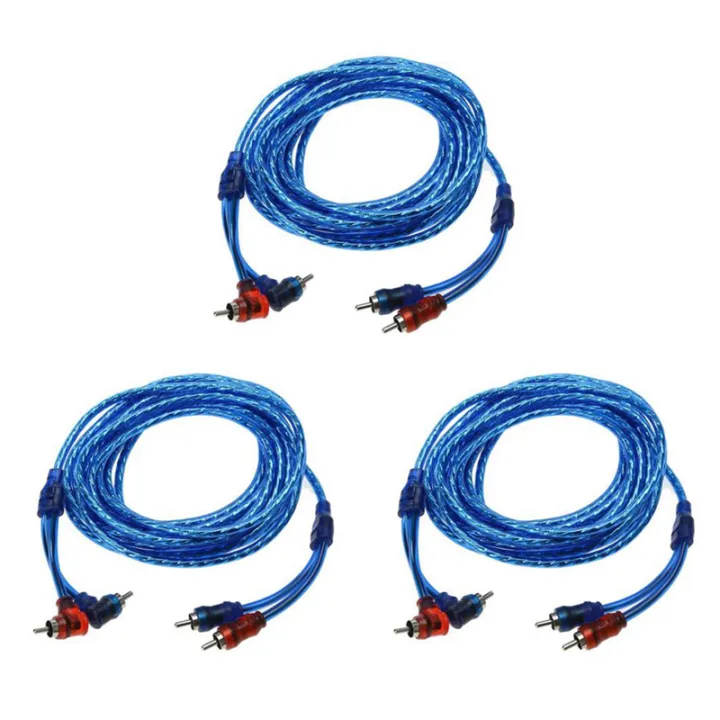 3pcs 5M 2 to 2 Plug Car Stereo Audio Copper Cable System Amplifier ...