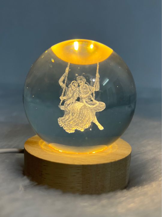 3D Decor Crystal Ball LED Night Light - Radha Krishna | Daraz.com.np