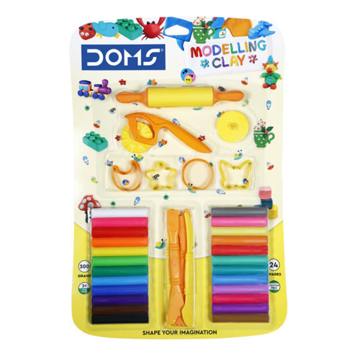 Doms 24 Shade Modelling Clay-300 Gram With 11 Shape Toys | Super Soft ...
