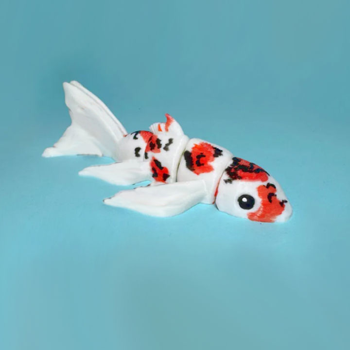 Tri Color Koi Articulated Key Ring Decor 3D Printed By Crown Aquatics ...