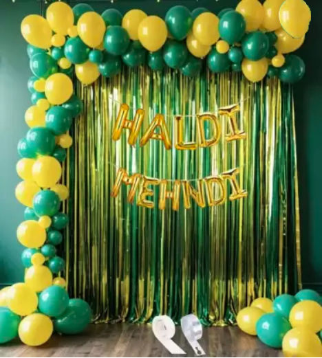 Haldi Mehndi Decoration Items For Marriage Includes Green and Yellow ...
