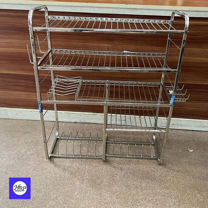 DeviDayal Stainless Steel Heavy Gauge Rod Kitchen Utility Rack -4 Layer ...