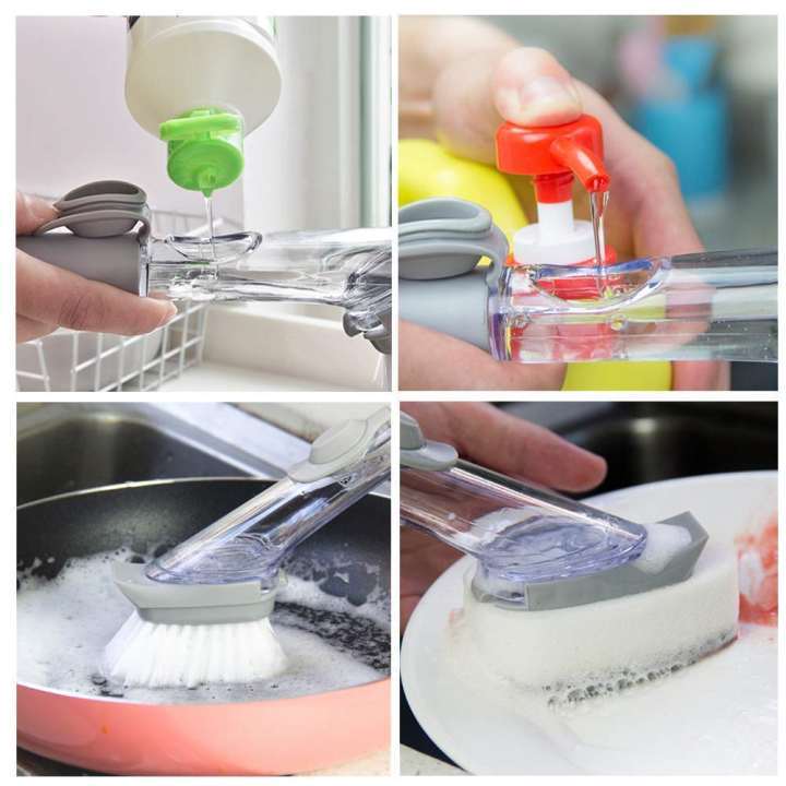 Kitchen Cleaning Brush Scrubber Dish Bowl Washing Long Handle Sponge ...