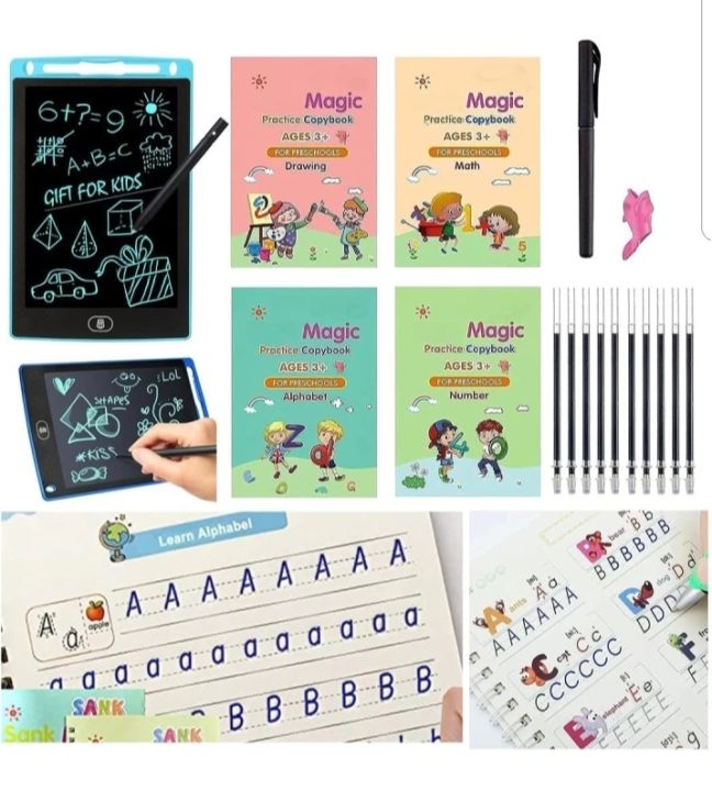 Combo Offer 4 Pcs Magic Handwriting Book With Reusable LCD Writing Tab ...