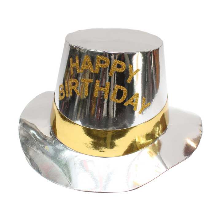 Silver/Golden Happy Birthday Round Party Hat | Daraz.com.np
