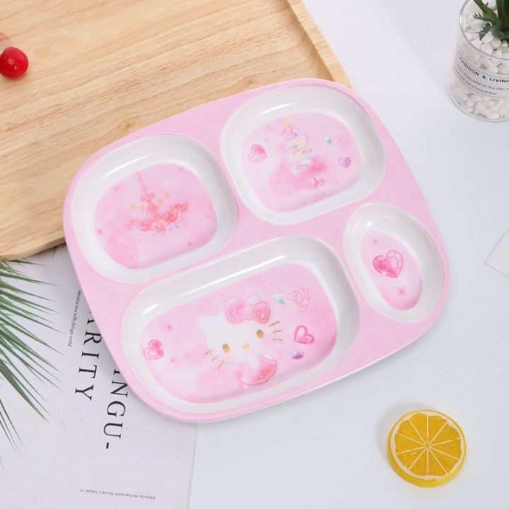 Masala Beads Cute Hello Kitty Cartoon Four Grid Platter Plate Children ...