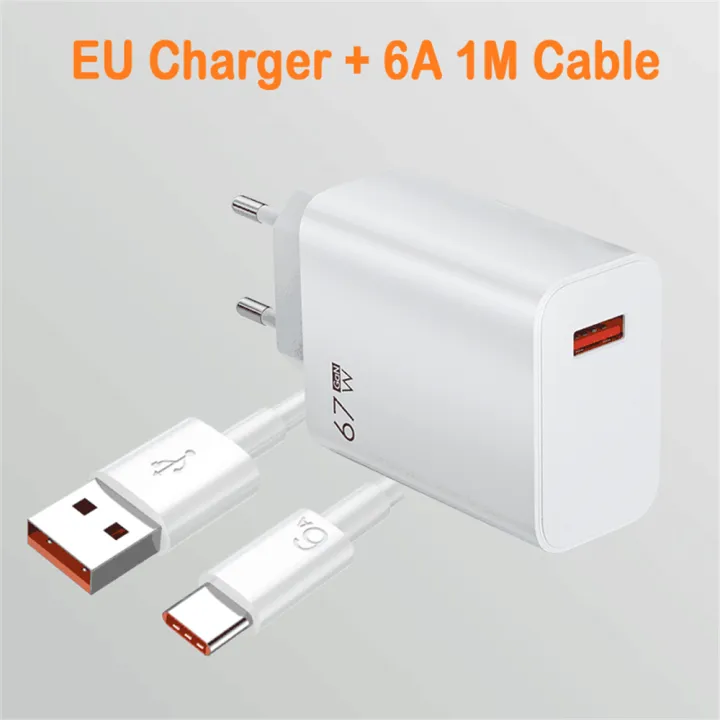 67W USB GaN Charger Fast Charging EU/US Plug Wall Charger 6A Type C ...