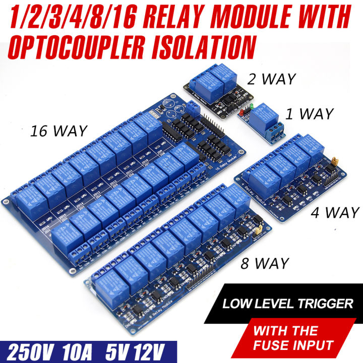 WAVGAT 5V 12V low level trigger 1 2 4 8 16 Channel Relay Module ...