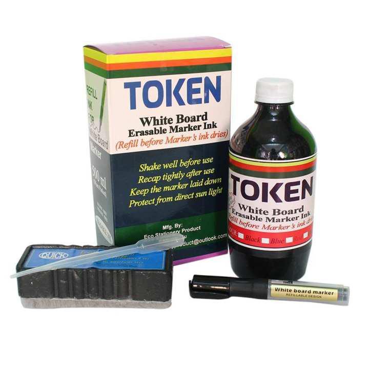 Token White Boardmarker Ink (with Free Marker and a Duster) - 500 ml ...